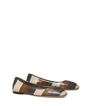 Tory Burch Georgia Ballet Flat Neutral Stripe Eel