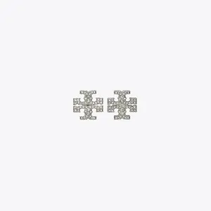 Tory Burch Icon Pavé Stud Earrings - Tory Silver/crystal
