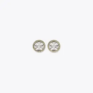 Tory Burch Icon Pavé Stud Earrings Tory Silver/olive