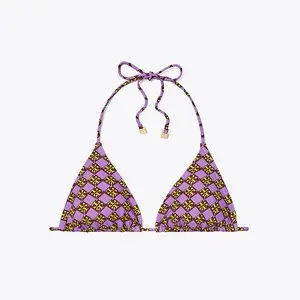 Tory Burch Tory Burch String Bikini Top 3d Checkered Logo Lilac