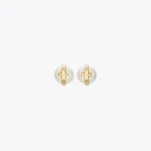Tory Burch Moondance Pearl Stud Earrings - Light Brass/pearl