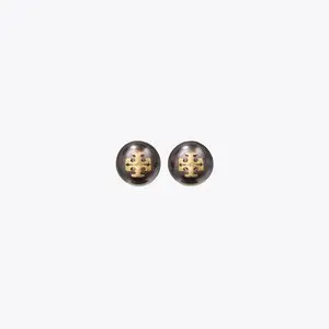 Tory Burch Moondance Pearl Stud Earrings Tory Gold/dark Purple