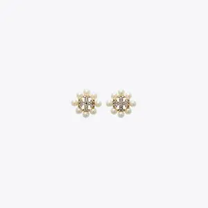 Tory Burch Moondance Pearl Stud Earrings Tory Gold/pearl/crystal