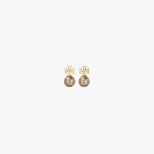 Tory Burch Moondance Pearl Stud Earrings Tory Gold/pink