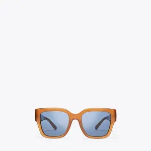 Tory Burch Miller Square Sunglasses - Amber Brown/blue