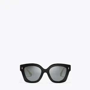 Tory Burch Miller Square Sunglasses - Black/ivory/dark Grey