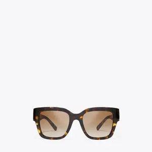 Tory Burch Miller Square Sunglasses - Dark Tortoise/solid Brown