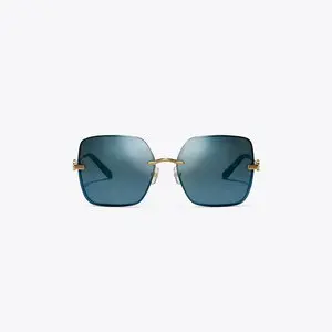 Tory Burch Miller Square Sunglasses - Gold/blue