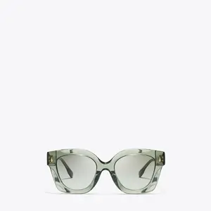 Tory Burch Miller Square Sunglasses - Transparent Sage/light Grey Gradient