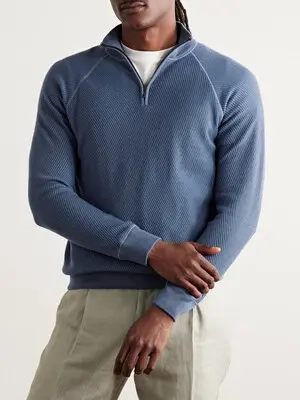 Loro Piana Ribbed Cashmere And Silk-blend Half-zip Sweater