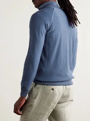 Loro Piana Ribbed Cashmere And Silk-blend Half-zip Sweater