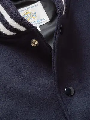 Golden Bear The Hayes Leather-panelled Wool-blend Varsity Jacket - Blue