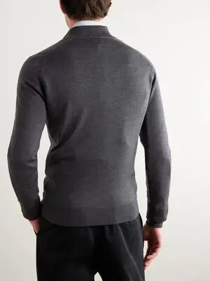 John Smedley Slim-fit Merino Wool Half-zip Sweater - Gray