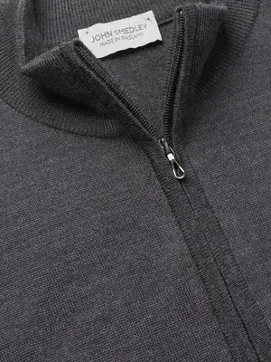 John Smedley Slim-fit Merino Wool Half-zip Sweater - Gray