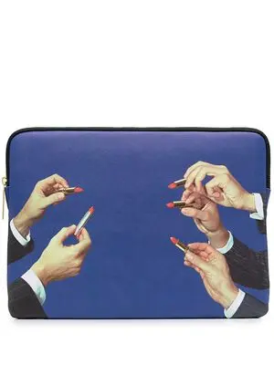 SELETTI Lipstick Print Laptop Case - Blue