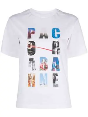 Rabanne Organic Cotton Logo Print T-shirt - White