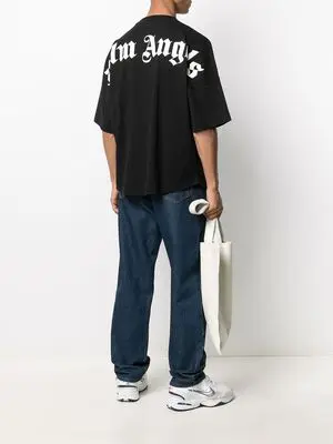 Palm Angels Logo-print Cotton T-shirt - Black