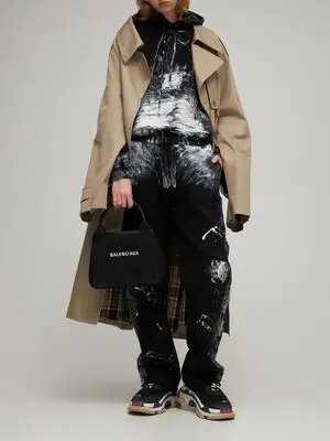 Balenciaga Xs Navy Cabas Canvas Bag