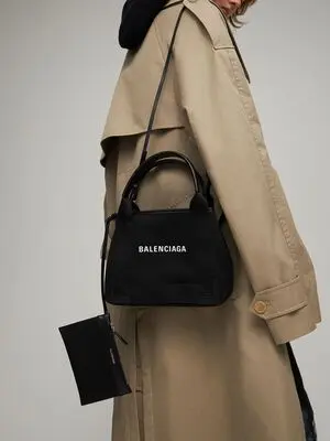 Balenciaga Xs Navy Cabas Canvas Bag
