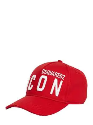 Dsquared2 Icon Embroidery Cotton Gabardine Cap Red,white