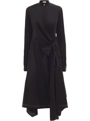 JW Anderson Wrap-style Midi Shirt Dress With Band Collar And Tie Detail