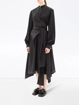 JW Anderson Wrap-style Midi Shirt Dress With Band Collar And Tie Detail