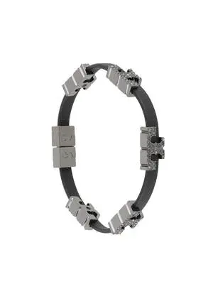 Tory Burch Crystal-embellished Logo Plaque Bracelet - Black