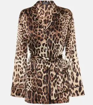 Dolce & Gabbana Dolce&Gabbana Leopard-Print Silk-Blend Top Beige