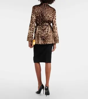 Dolce & Gabbana Leopard-print Silk-blend Top - Beige