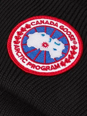 Canada Goose Logo-appliquéd Merino Wool Beanie - Black