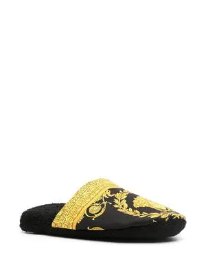 Versace Graphic Print Slides - Black