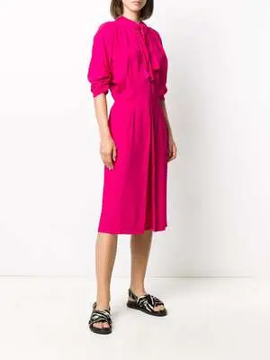 Marni Ruched-sleeves Tie-neck Day Dress
