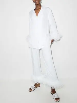 Sleeper Feather-trim Two-piece Pyjama - White