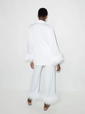 Sleeper Feather-trim Two-piece Pyjama - White