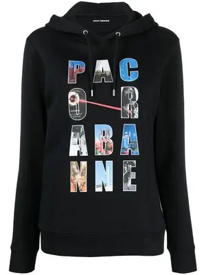 Rabanne Logo-print Drawstring Hoodie - Black