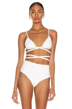 Matteau Wrap Triangle Bikini Top - Chalk Crinkle