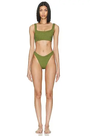 Hunza G Xandra Swimsuit Metallic Moss