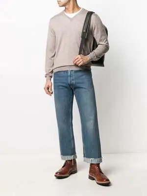 CRUCIANI Long-sleeve V-neck Jumper - Neutrals