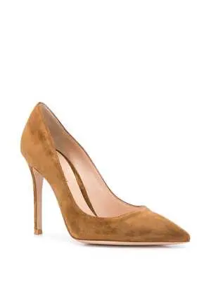 GIANVITO ROSSI Textured Pointed Toe Pumps - Brown