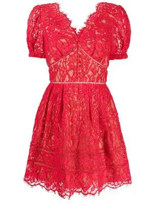 SELF-PORTRAIT Floral Embroidered Mini Dress