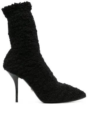 Dolce & Gabbana Shearling Stiletto Heel Boots