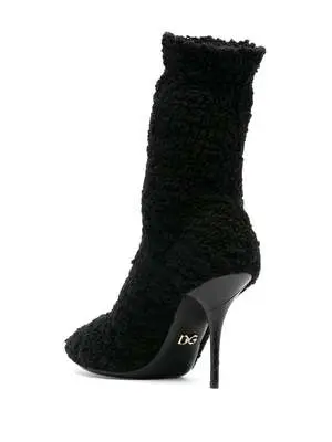Dolce & Gabbana Shearling Stiletto Heel Boots