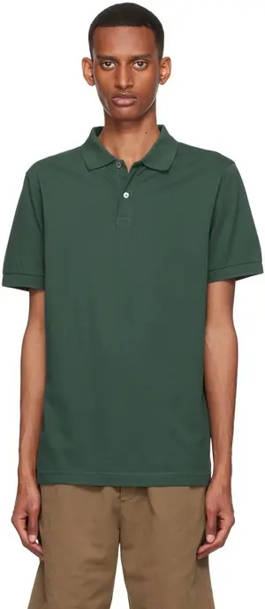Sunspel Sunspel Black Cotton Polo Deep Green