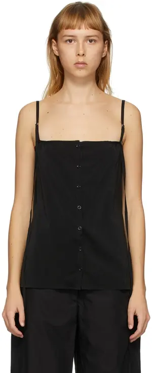 Lemaire Black Silk Caraco Tank Top In 999 Black 39% Off
