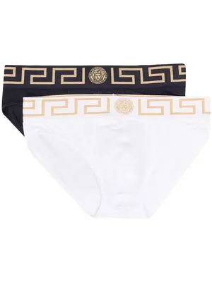 Versace Set Of Two Greca Border Briefs - White
