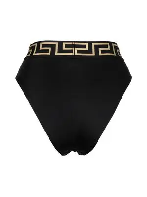 Versace Greca Border High-waisted Bikini Bottom - Black