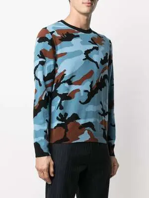 Valentino Garavani Intarsia Knit Camouflage Cashmere Jumper