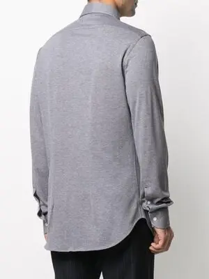 ORIAN Spread Collar Piqué Shirt - Grey