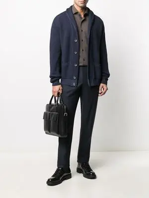 ORIAN Spread Collar Piqué Shirt - Brown