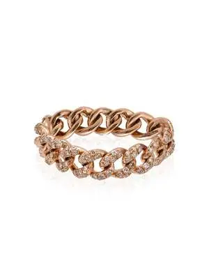 Shay SHAY 18k Rose Gold Diamond Chain Link Ring Metallic